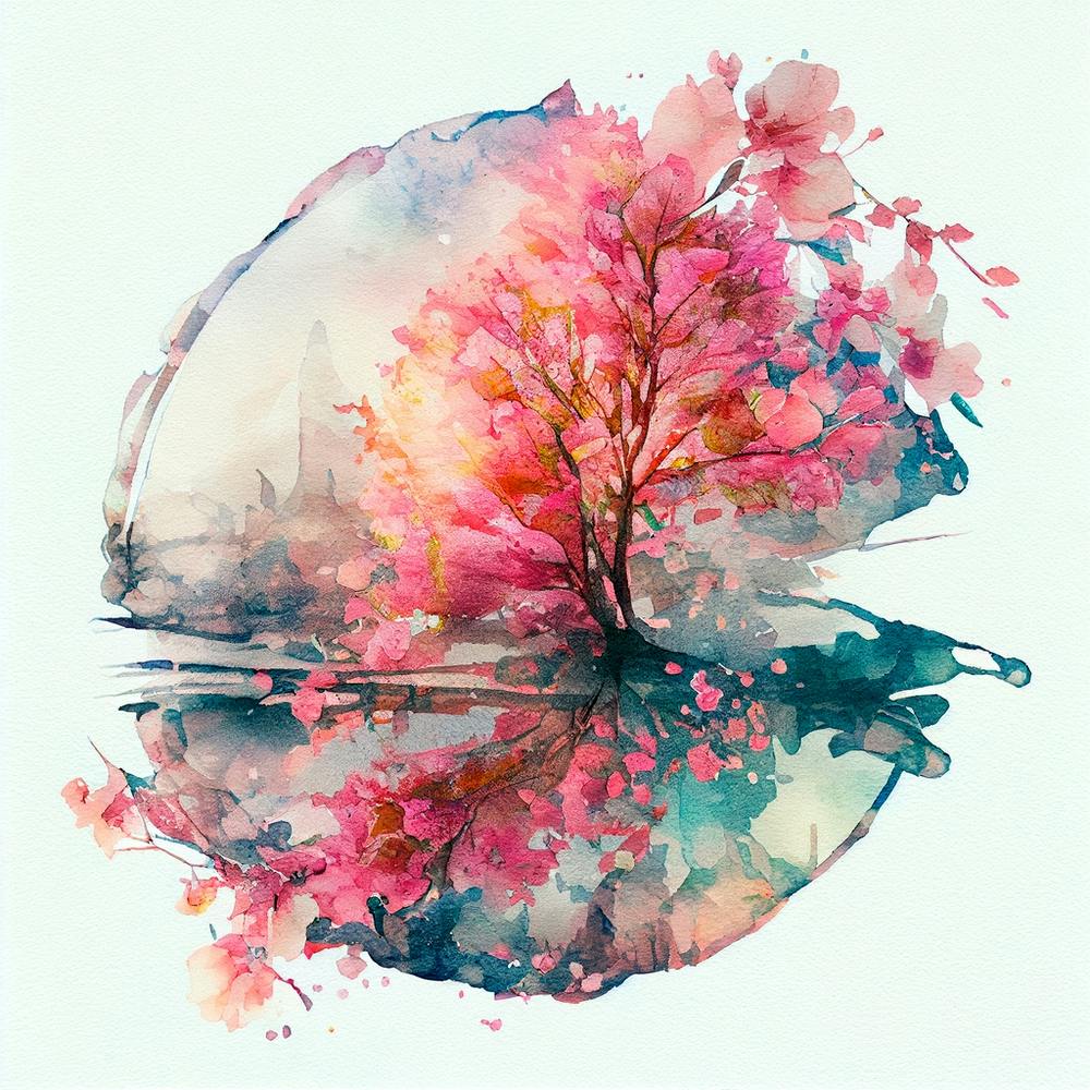 Watercolor Sakura Flower Abstract Art Print by Artsy Bessy – Fy!