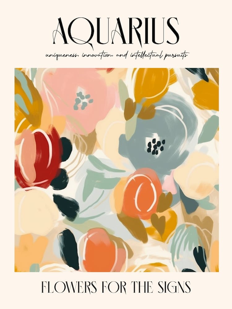 Flowers For The Signs Aquarius 1 Zodiac Sign Art Print by Stellar ...