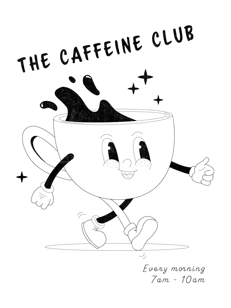 The Caffeine Club Coffee Kitchen Art Print by Tessie Design Studio – Fy!