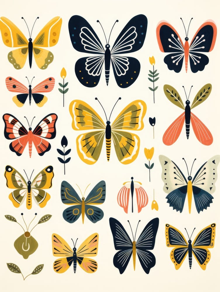 Butterfly Set Art Print by Moving Clouds Art – Fy!