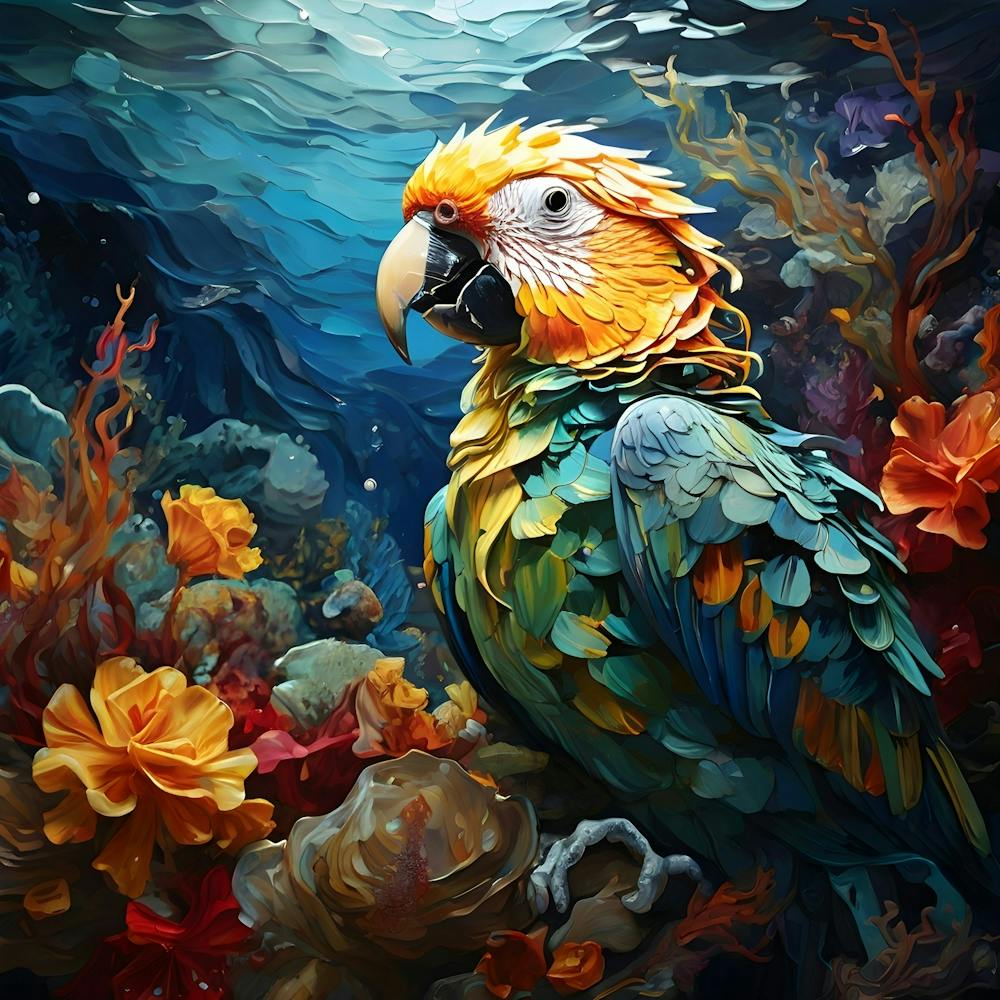 Underwater Parrot Art Print by ZEZOO – Fy!