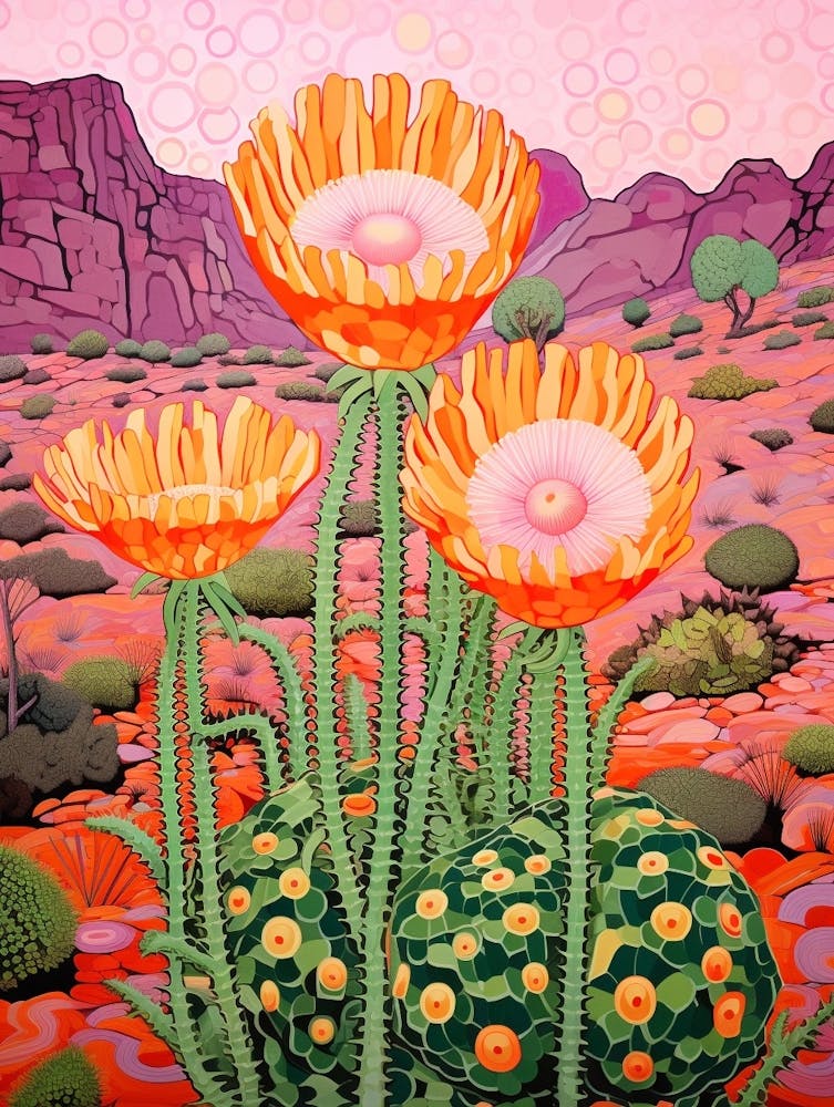 Mexican Style Cactus Illustration Hedgehog Cactus 2 Art Print by ...
