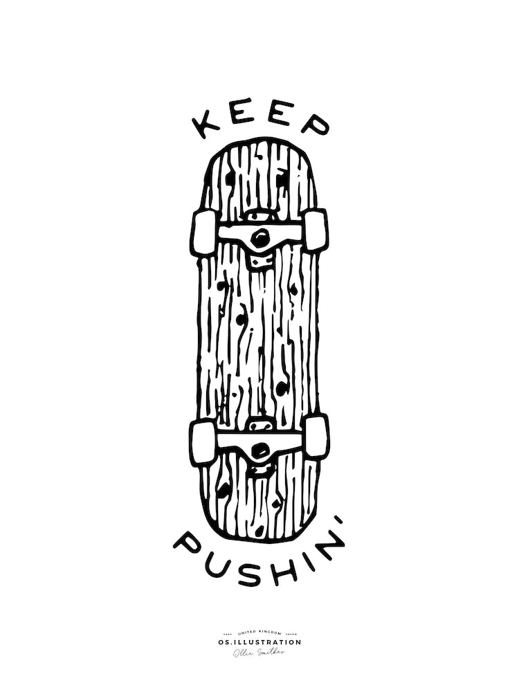 Keep Pushin Fineline Illustration Art Print by Os Illustration – Fy!