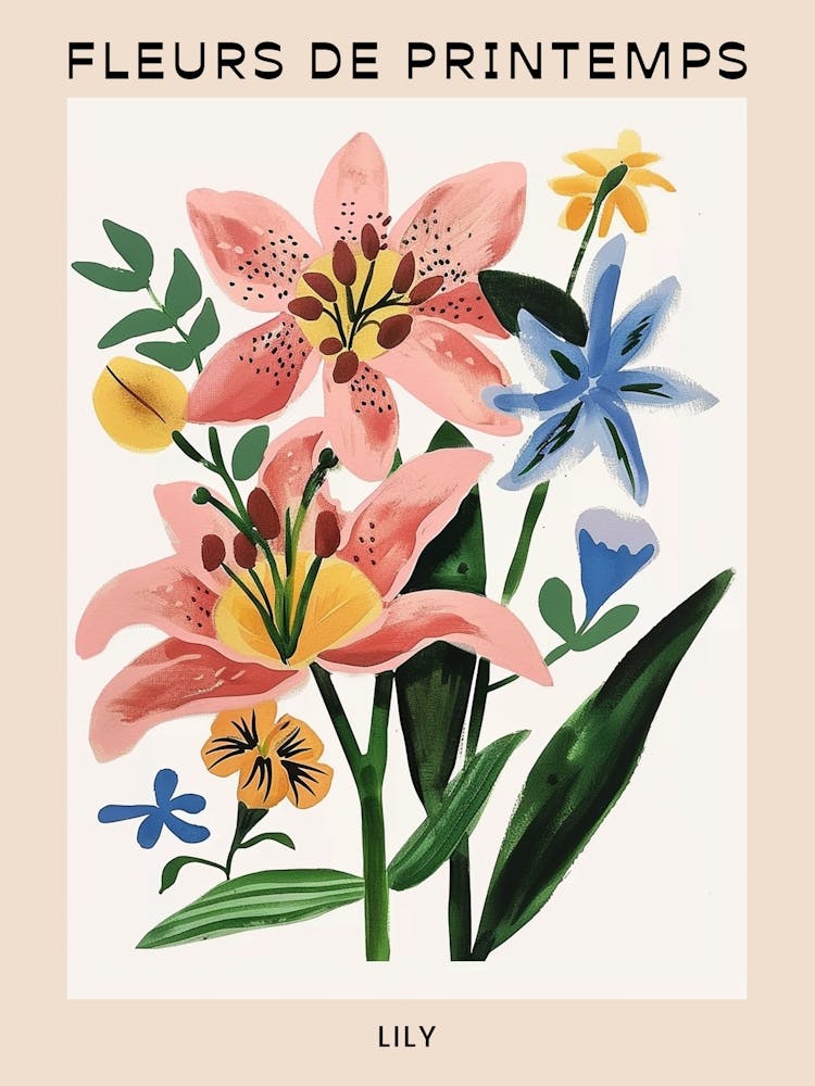 Spring Floral French Poster Lily 2 Art Print by Botanic Studio – Fy!