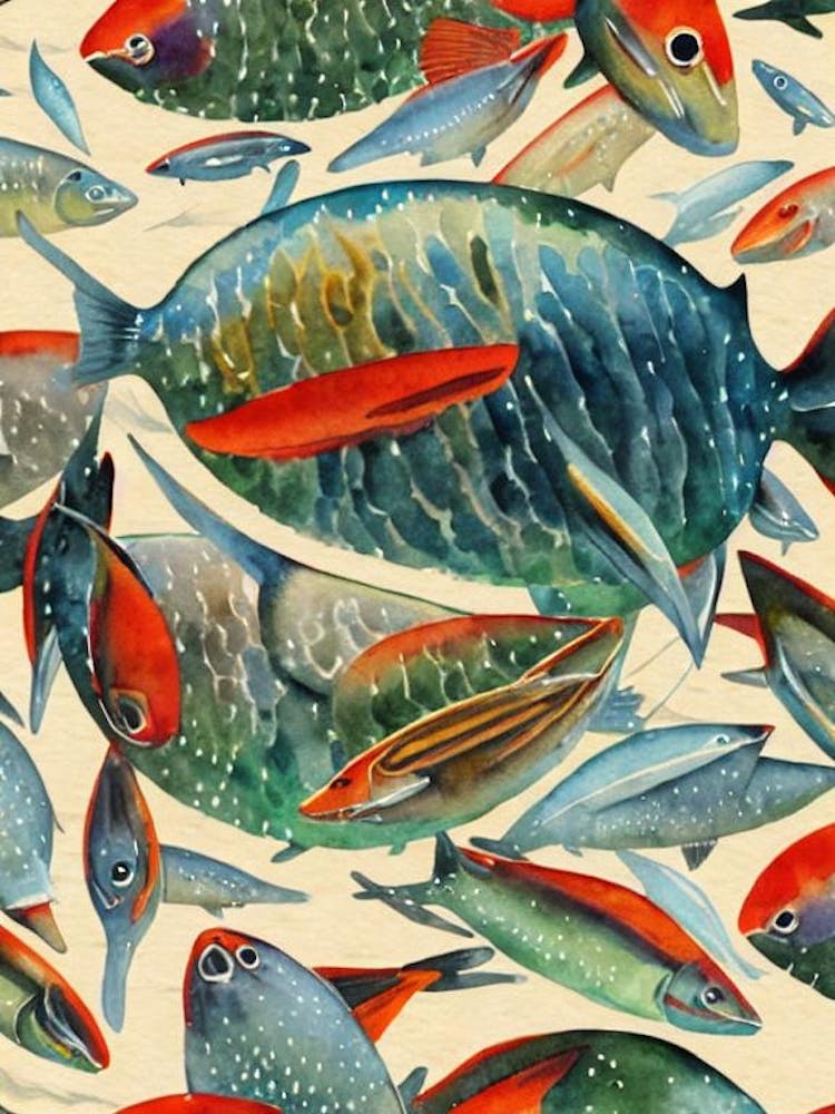 Northern Krill Vintage Graphic Watercolour Art Print by Sea Life Prints ...