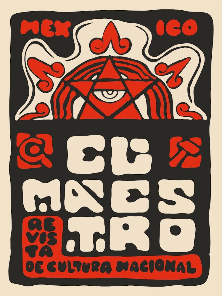 Mexican Art El Maestro Magazine Cover Revista Red Black Art Print by ...