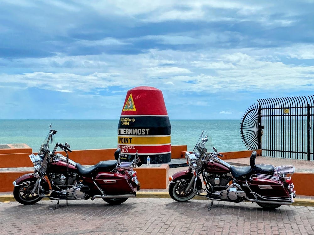 Two Motorcycles At The Southern Most Point (Florida Keys Series) Art ...