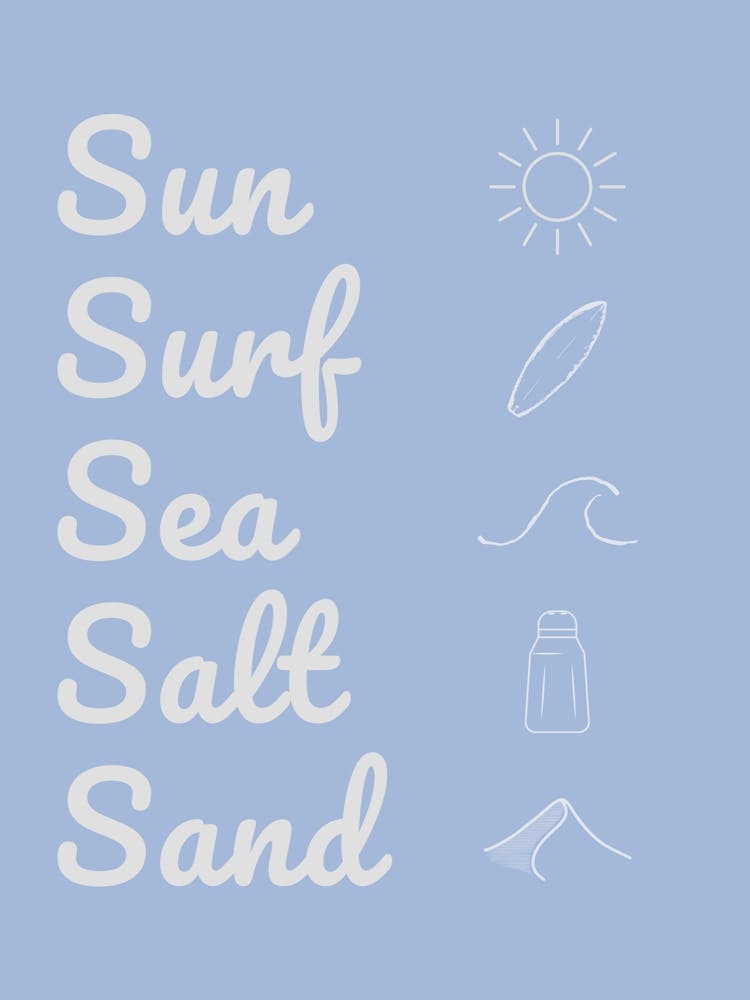 Sun Surf Sea Salt Sand Parchment Art Print by JollyandDash – Fy!
