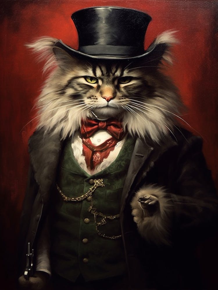 Gangster Cat Norwegian Forest Cat 2 Art Print by Woof and Whiskers – Fy!