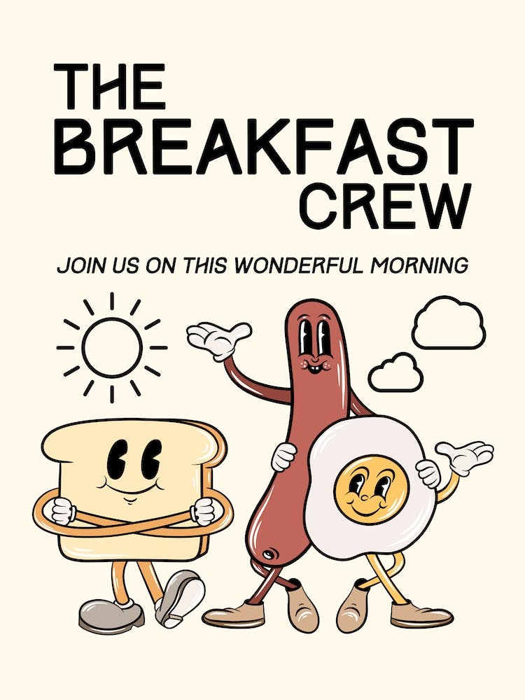 The Breakfast Crew Retro Characters Art Print by Mother and Sun Studio ...