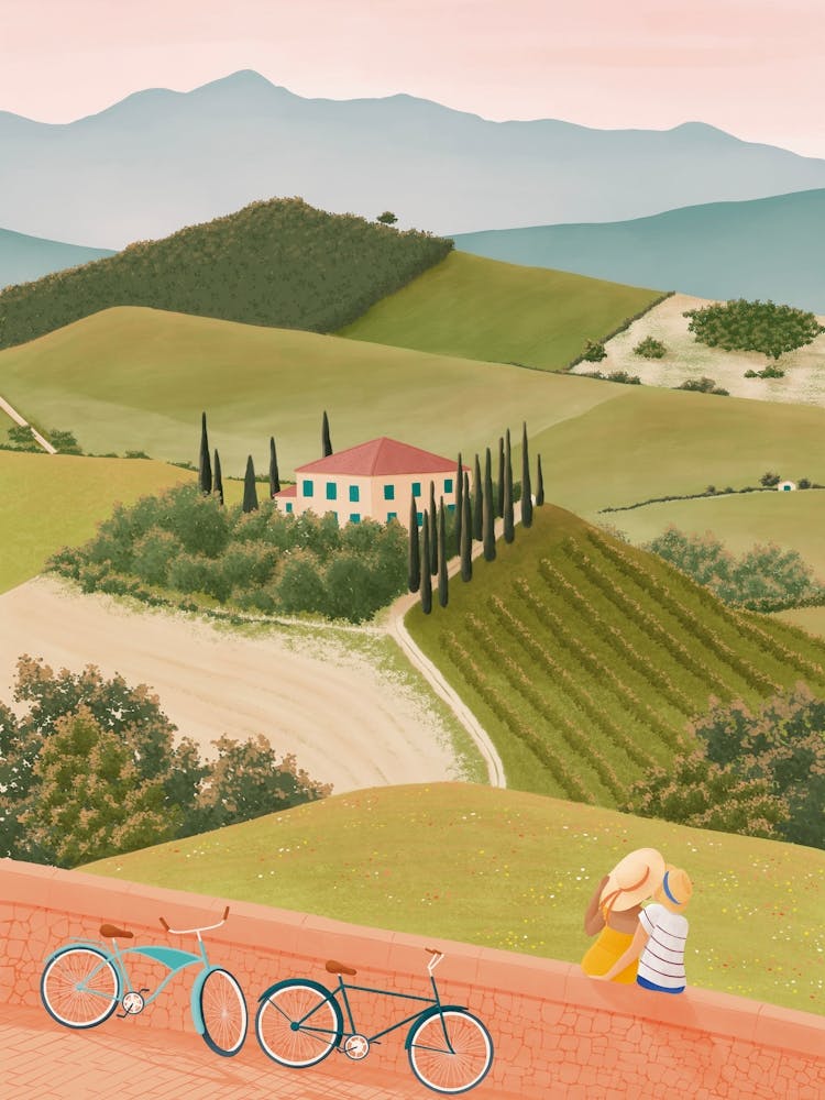 Tuscany Countryside Illustration Art Print by Illustrated By Mabel – Fy!