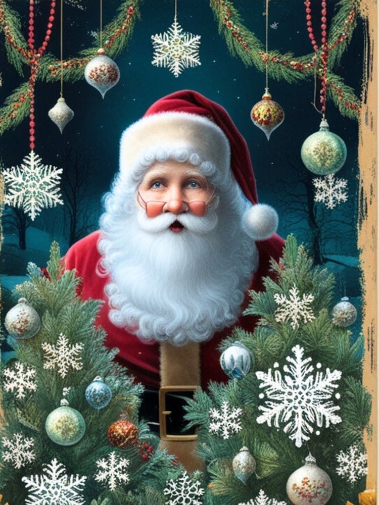 William Morris Santa Claus And Snowflakes Art Print by Len Len – Fy!