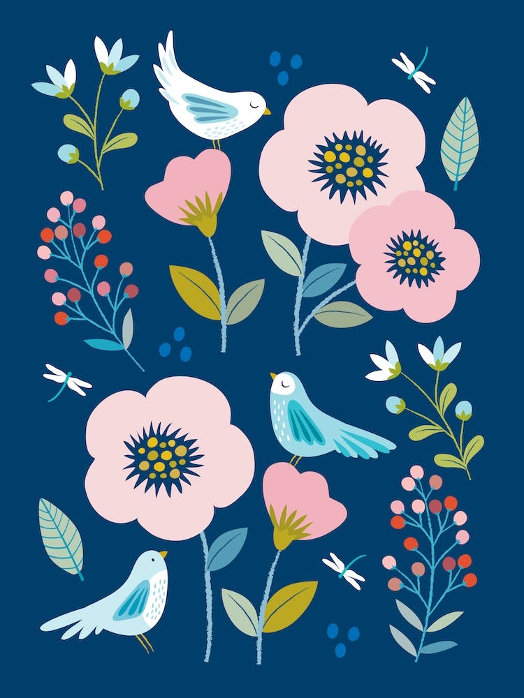 Indigo Birds Art Print by Klara Hawkins – Fy!