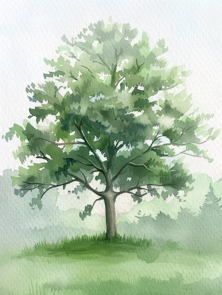 Sycamore Tree Atmospheric Watercolour Painting 2 Art Print by Bough And ...
