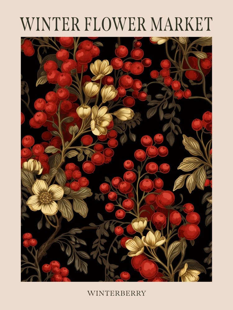 Winterberry 1 Winter Flower Market Poster Art Print by Bon Hiver Prints ...