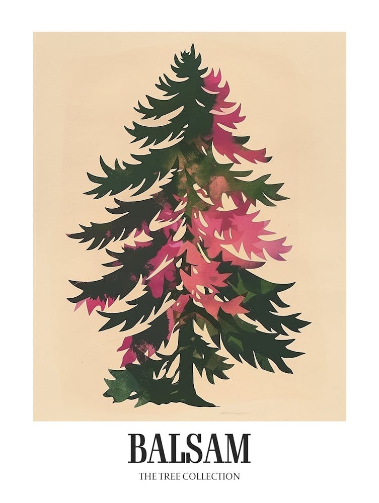 Balsam Tree Colourful Illustration 3 Poster Art Print by Bough And ...