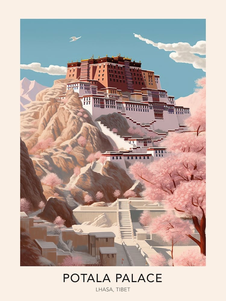 The Potala Palace Lhasa Tibet 2 Travel Poster Art Print by The Art of ...