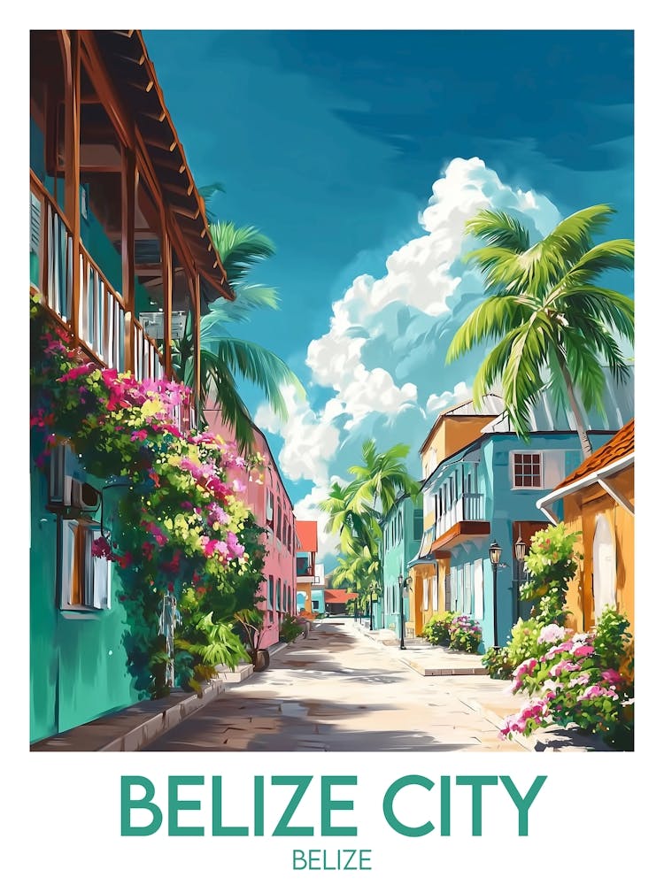 Affiche de voyage Belize City Art Print by Frame the World – Fy!