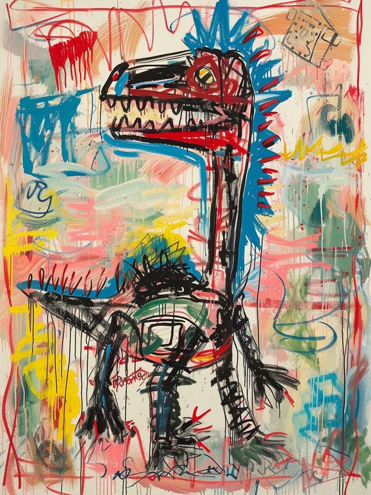 Wild Cartoon Brushstroke Dinosaur 3 Art Print by Dino Delights – Fy!