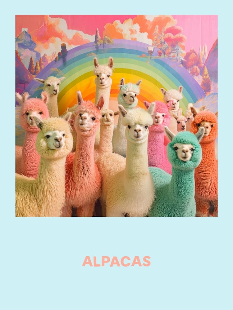 Alpacas Rainbow Poster 2 Art Print by Bubblegum Kitsch – Fy!