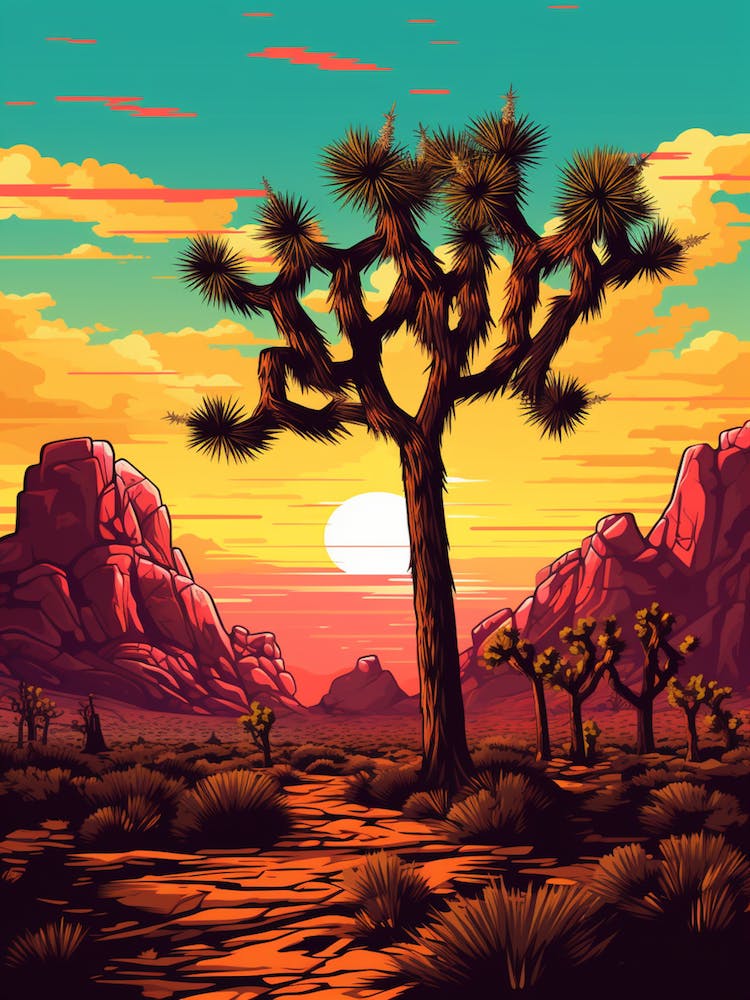Joshua Tree At Sunset In South Western Style (4) Art Print by TreeTopia ...