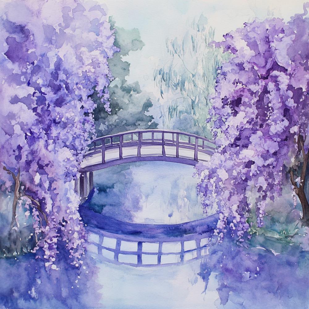 Watercolor Lilacs Bridge Art Print by BestArt – Fy!