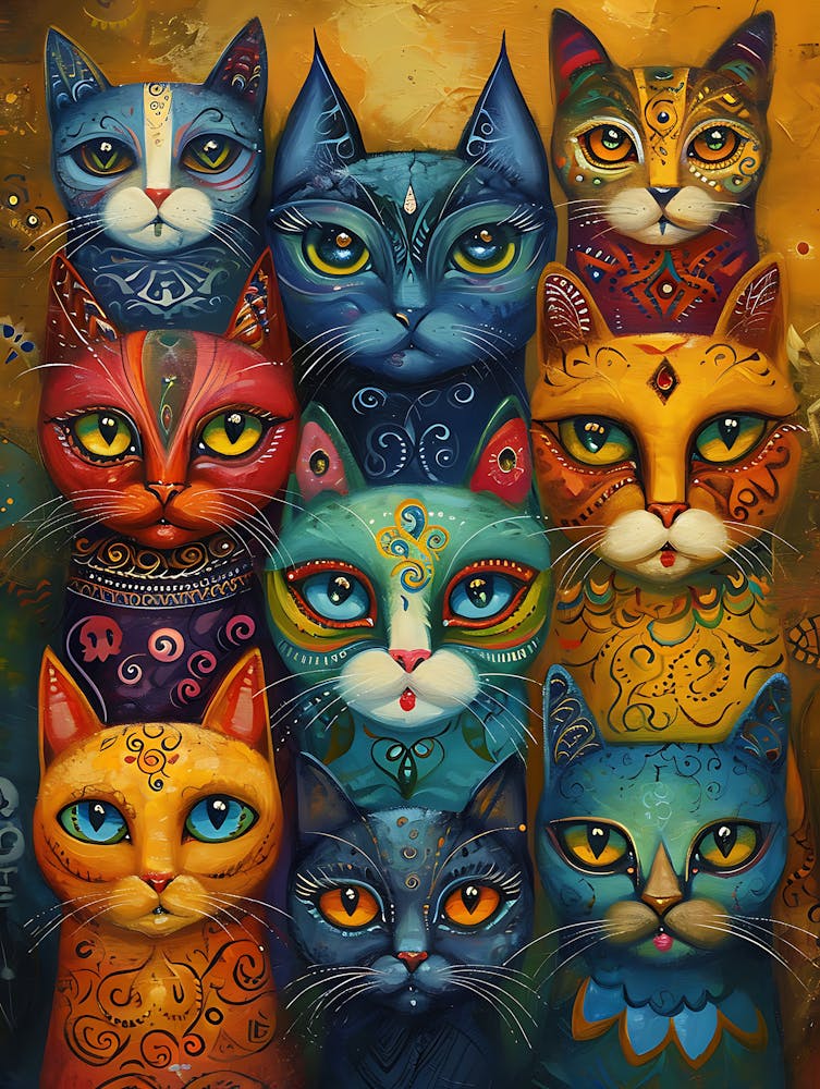 Funky Cats Painting Beautiful 1 Art Print by BestArt – Fy!