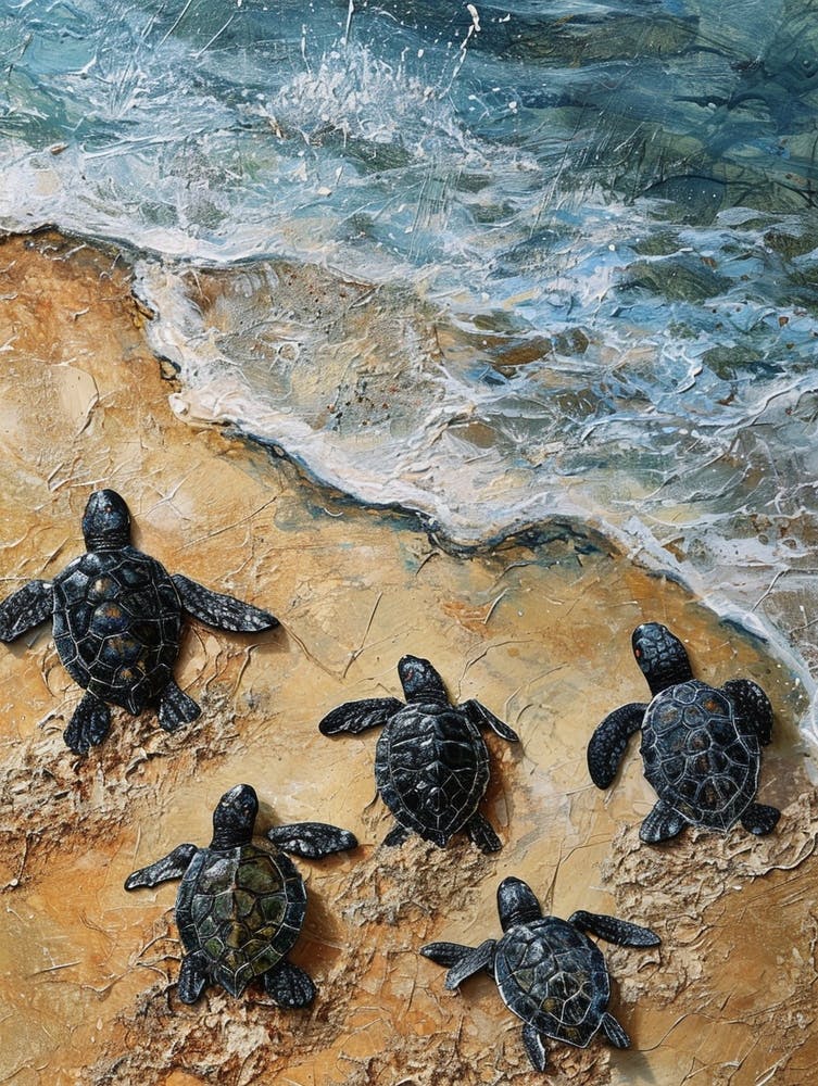Baby Turtles Making Their Way To The Ocean 1 Art Print by Energy of the ...