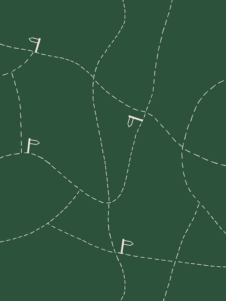 Find the Path Dark Green Minimalist Hiking Map Art Print by Sandra ...