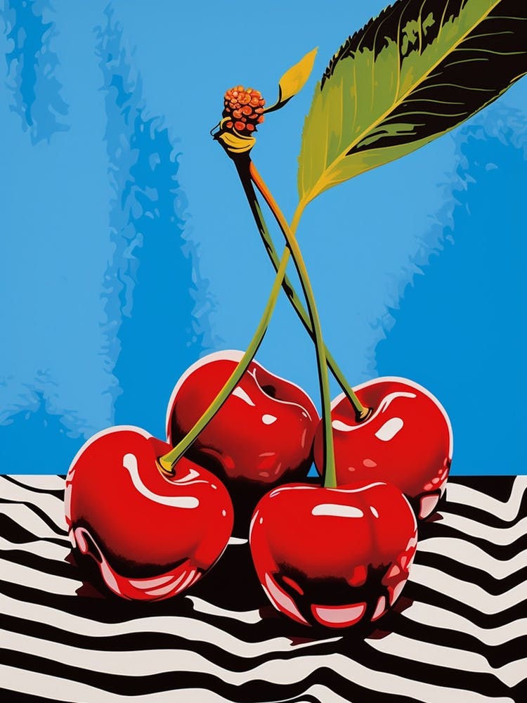 Cherries Retro Checkerboard Inspired Art Print by PopArt Pals – Fy!