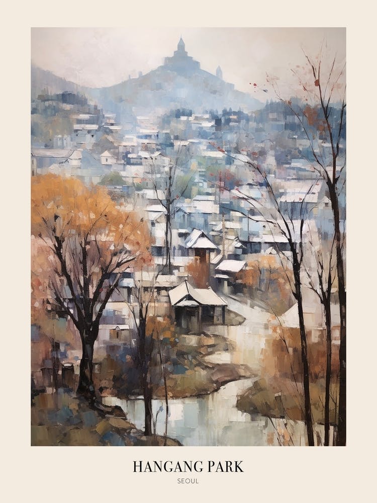 Winter City Park Poster Hangang Park Seoul 2 Art Print by Bon Hiver ...