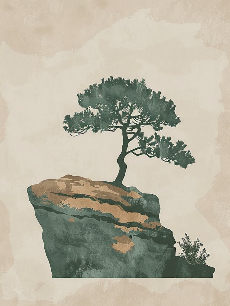 Juniper Tree Minimal Japandi Illustration 3 Art Print by Bough And ...