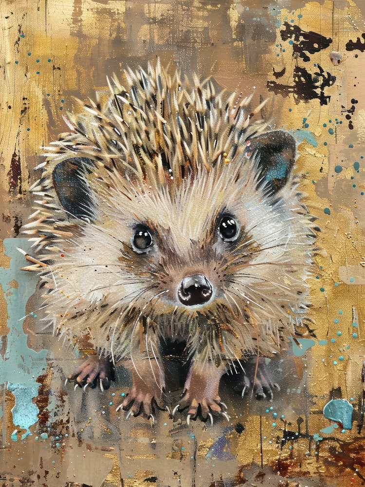 Baby Hedgehog Gold Effect Collage 1 Art Print by Tropic of Eden – Fy!