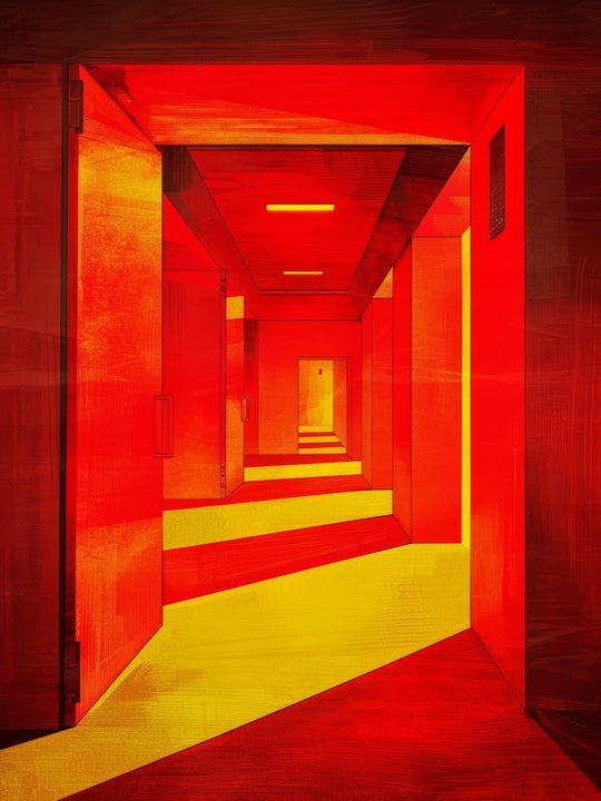 Red Hallway Art Print by Moving Clouds Art – Fy!