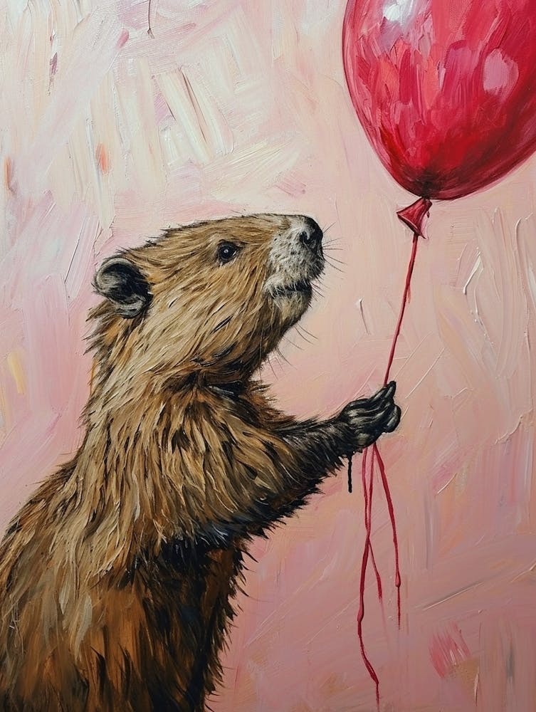 Cute Beaver 2 With Balloon Art Print by Scribble Studio – Fy!