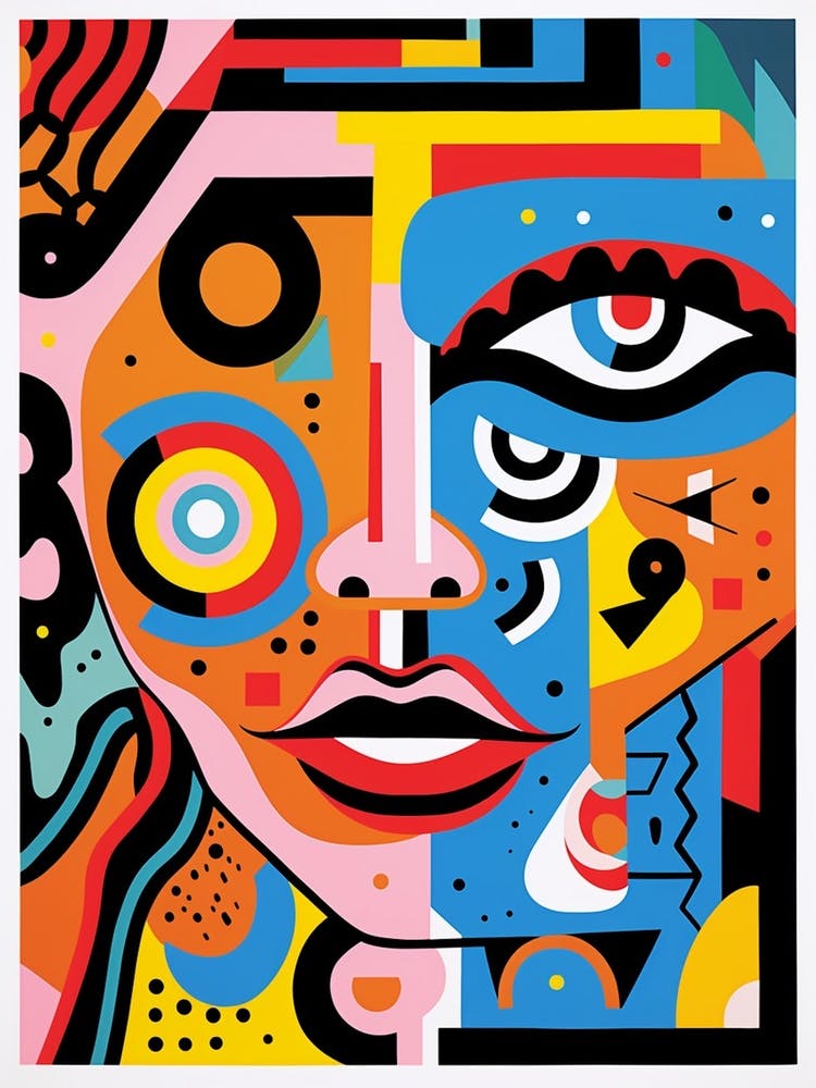 Intense Geometric Face Art Print by Essence Lines – Fy!