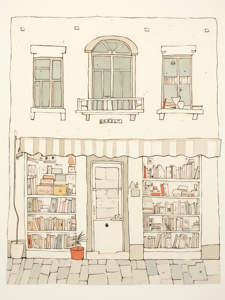 Malaga The Book Nook Pastel Colours 4 Art Print by Cityscape Art Co. – Fy!