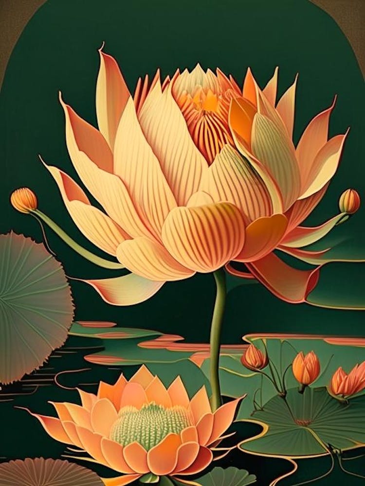 Early Lotus Retro Illustration 1 Art Print by The Artsy Florist – Fy!
