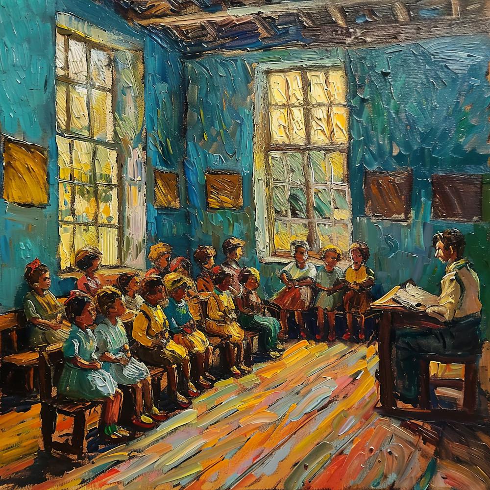Van Gogh Style: The Village Schoolhouse Series Art Print by David ...