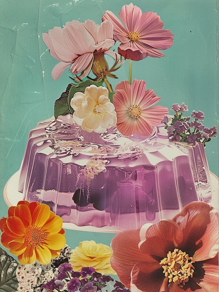 Purple Jelly Retro Dessert Collage 1 Art Print by Bubblegum Kitsch – Fy!