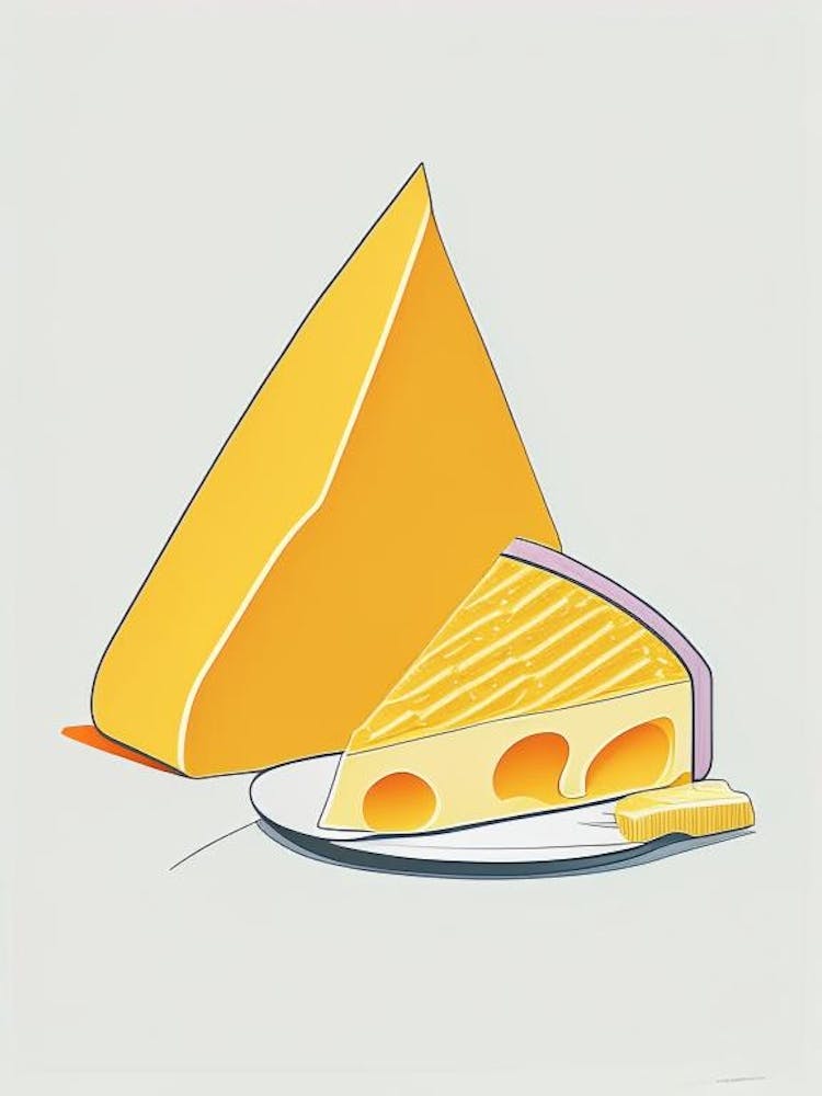 Emmental Cheese Dairy Food Minimal Line Drawing Art Print by The Cheesy ...