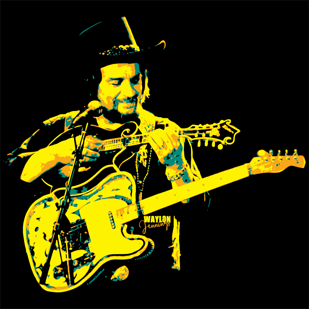 Waylon Jennings Music Legend in Colorful Art Print by Andika Bahtiar – Fy!