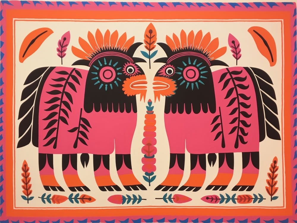 Buffalo 1 Folk Style Animal Illustration Art Print by Ritual Art Prints ...