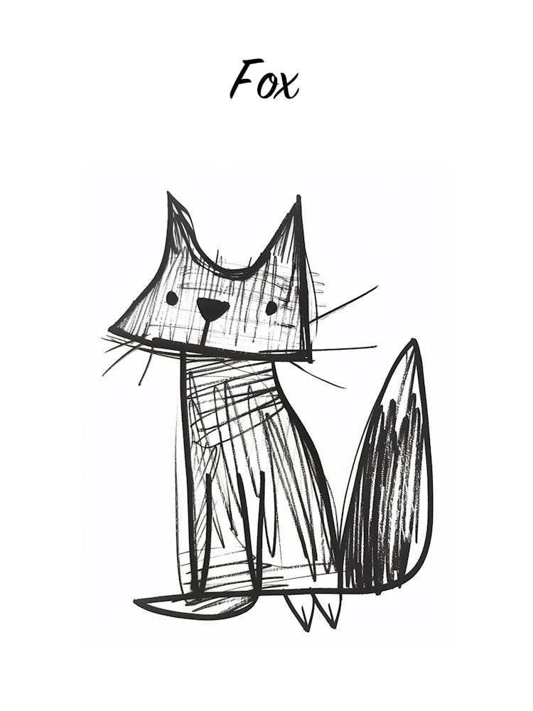 B&W Fox Poster Art Print by Scribble Studio – Fy!