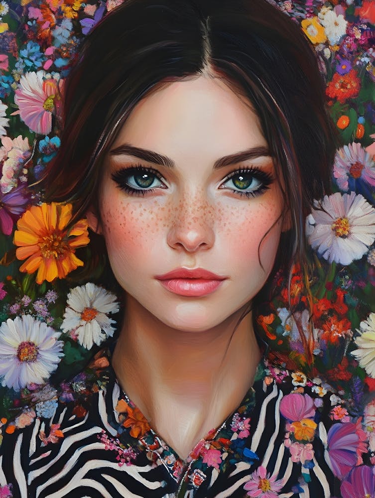 Beautiful Woman With Flowers 8 Art Print by S.K. Coghlan – Fy!
