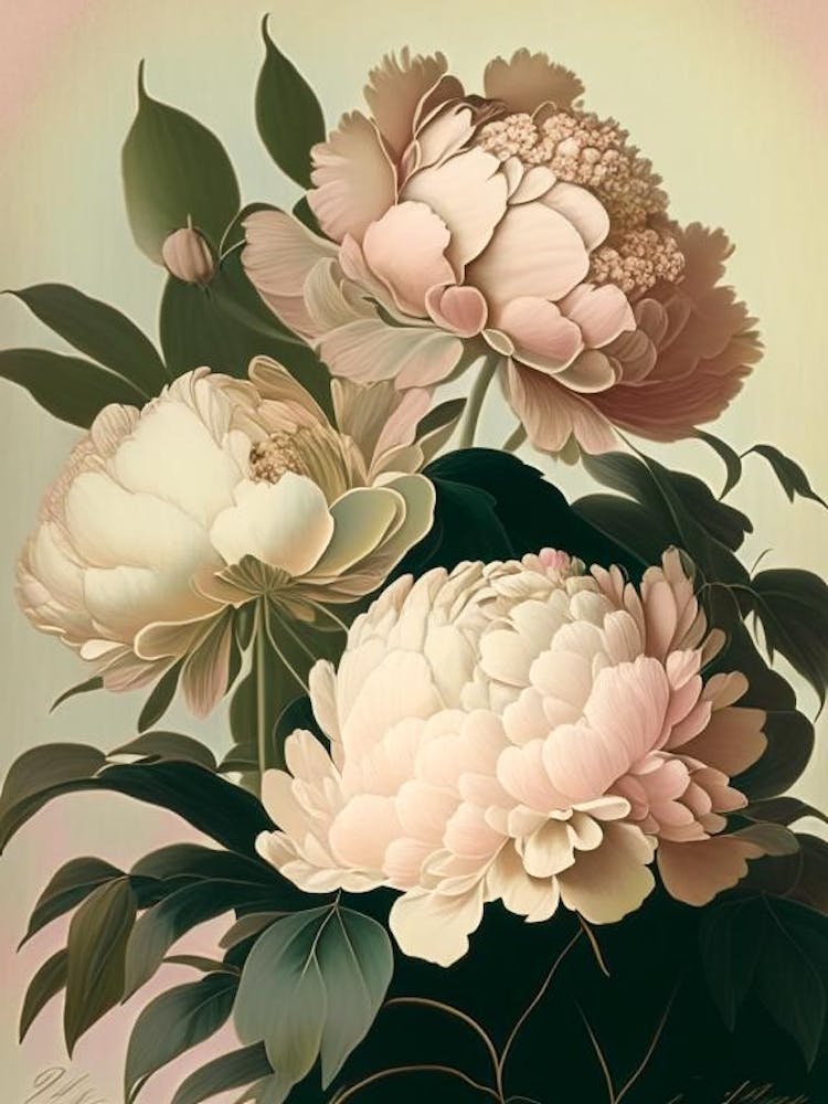 Command Performance Peonies Vintage Sketch Art Print by Petal Peonies – Fy!