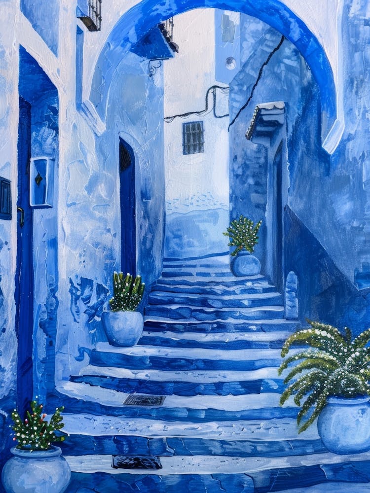 Blue Steps In Chefchaouen 1 Art Print by Moving Clouds Art – Fy!