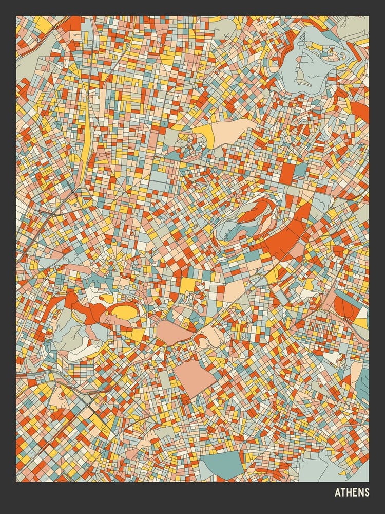 Athens Greece Map Art Print by Counter Colour – Fy!
