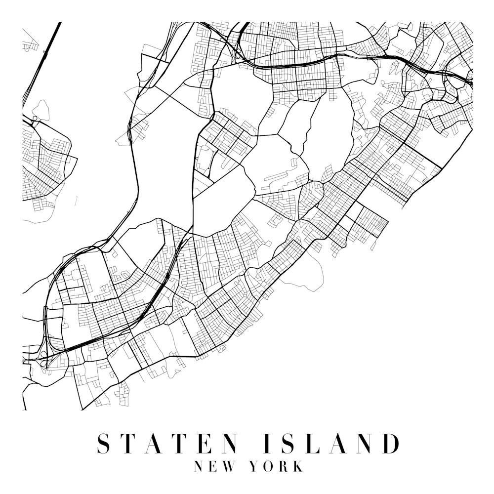 Staten Island New York Street Map Minimal Square Art Print by Typologie ...