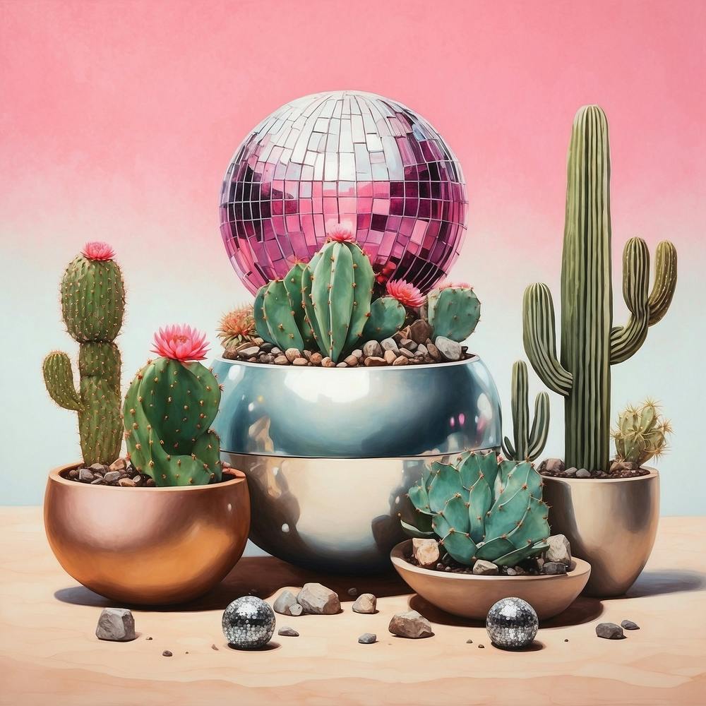 Cacti And Disco Ball Art Print by Tsymi – Fy!